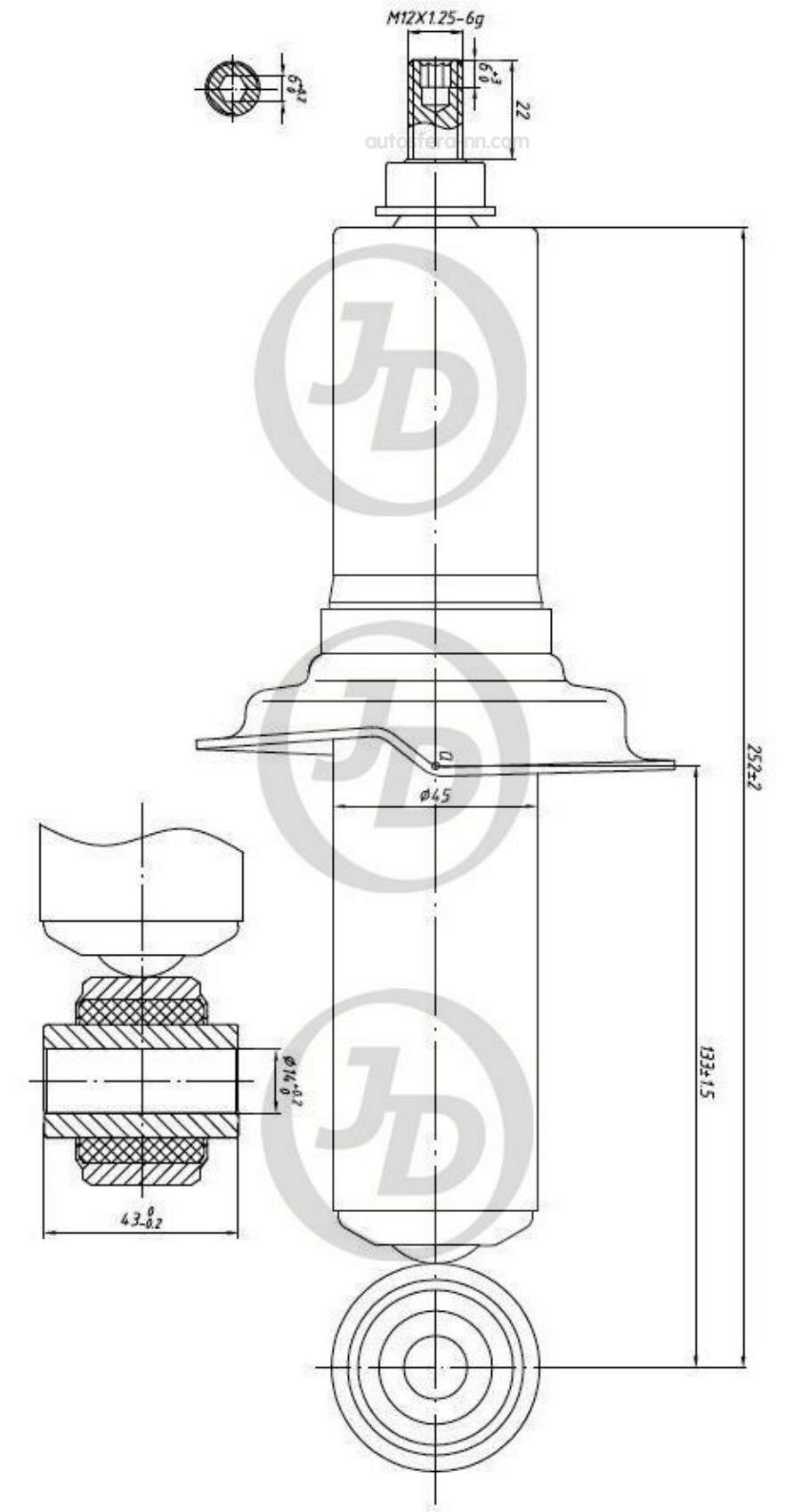 JUST DRIVE JAA0164 Амортизатор газомасляный задний /341275/