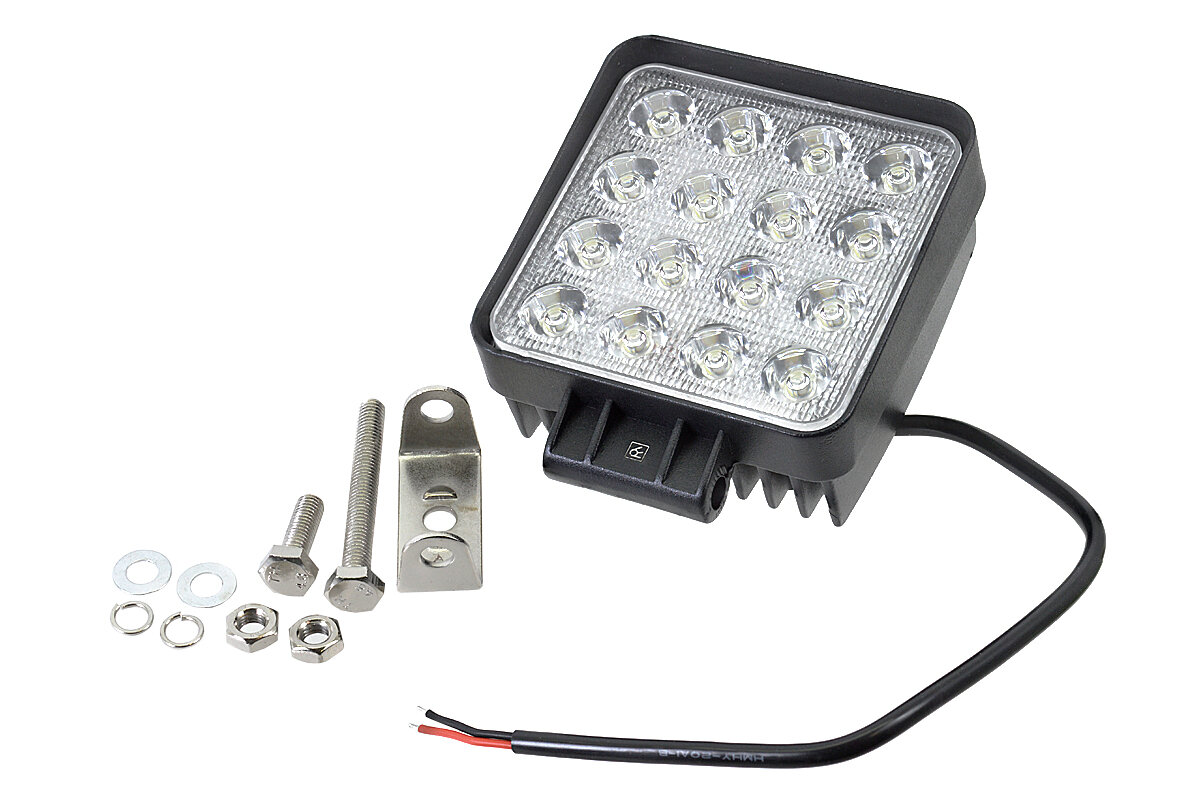 Фара светодиодная WL-148CS (дальний свет, квадратная, металлический корпус, 16 диодов, 48Вт)