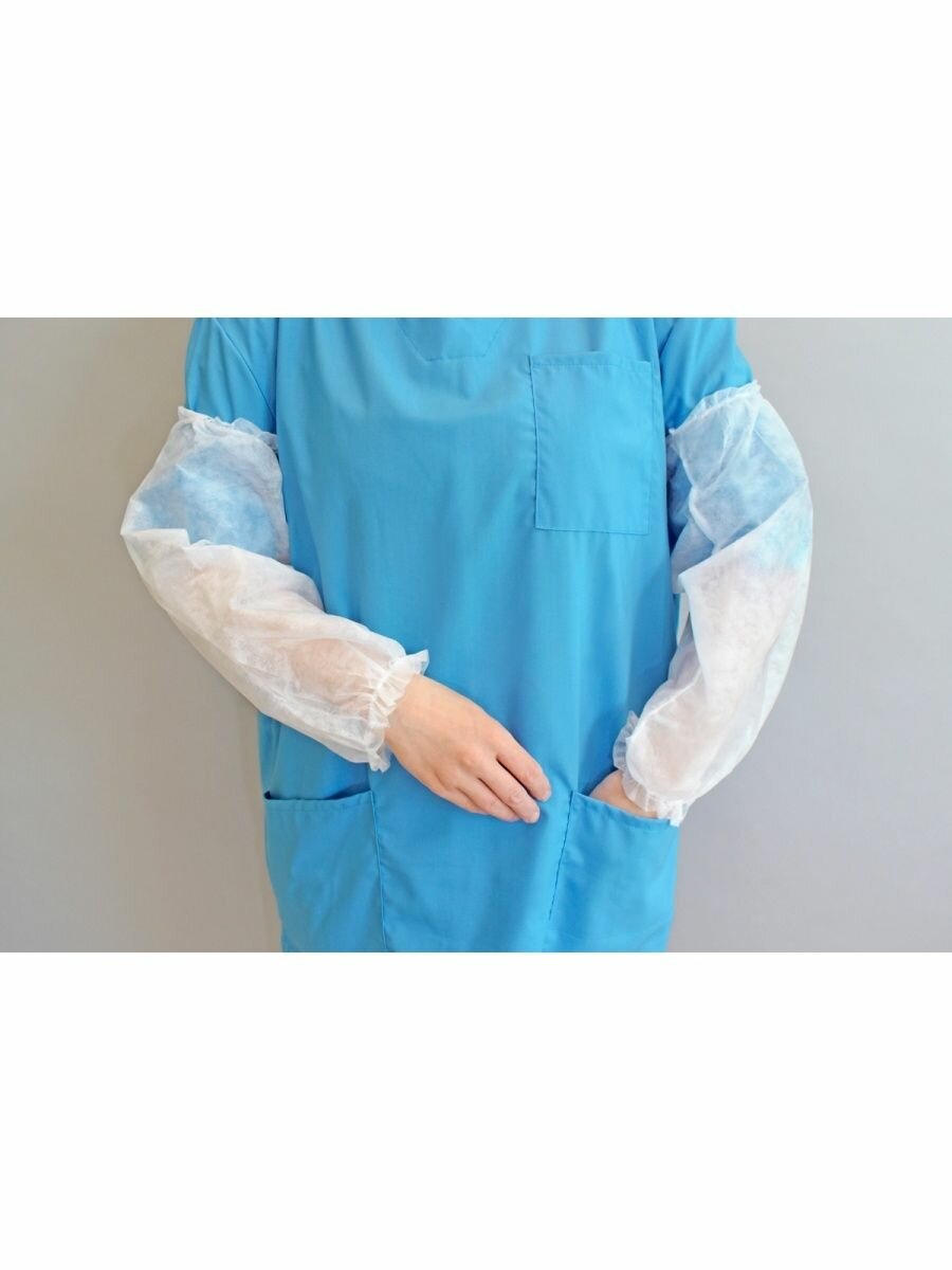 Нарукавники одноразовые спанбонд Белые 10 пар (20 шт) р.40х22 см 604-111