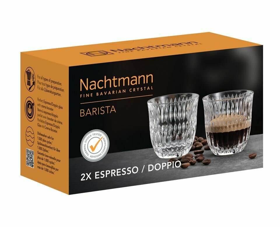 Набор стаканов 2 шт. для эспрессо Nachtmann Ethno Barista Espresso/Doppio, хрусталь, 90 мл, 6,4 см, прозрачный