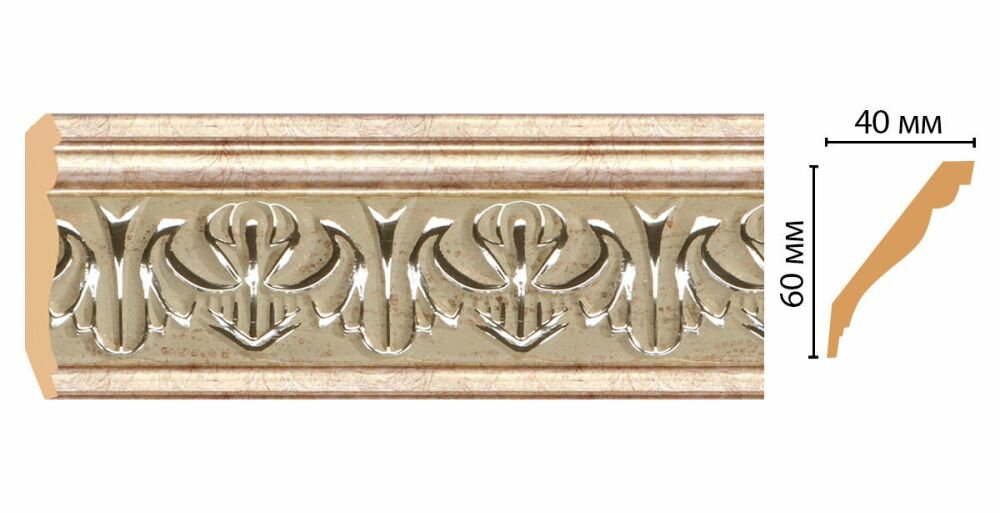 Плинтус Потолочный Decomaster 155B-59 2M В60хШ40хД2000 мм / Декомастер.