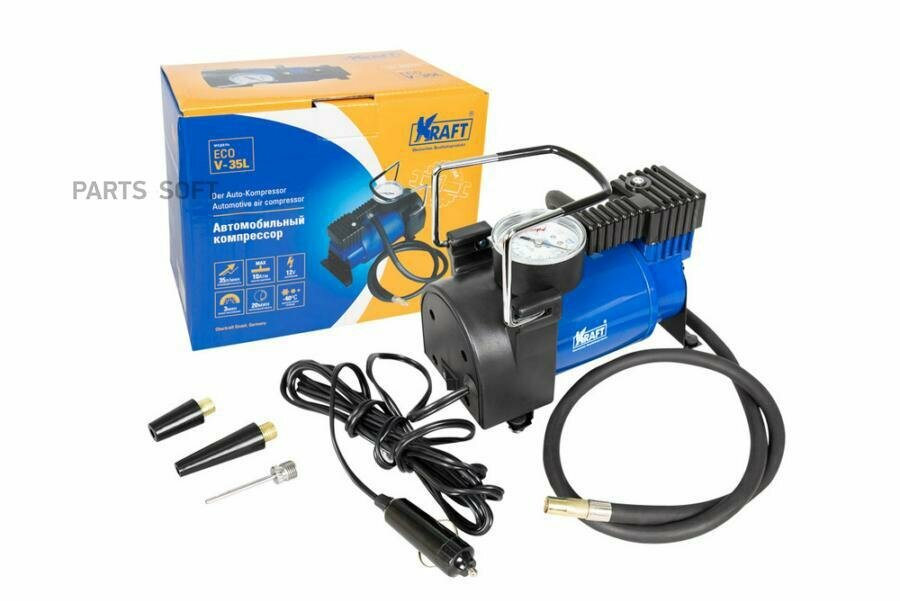 KT800034 KRAFT Компрессор KRAFT ECO V-35L 35 л/мин 3 насадки в сумке