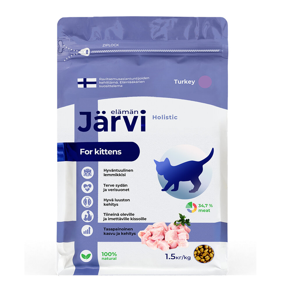 Сухой корм Jarvi Holistic полнорационный для котят с индейкой, 1,5 кг