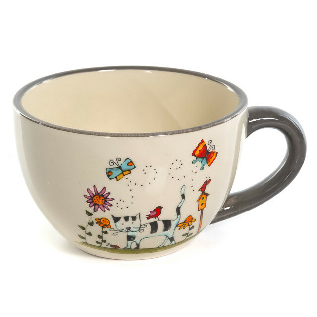 Полосатый Кот чашка бульонная керамика 12 см 580 мл для сервировки, декоративная посуда для дома