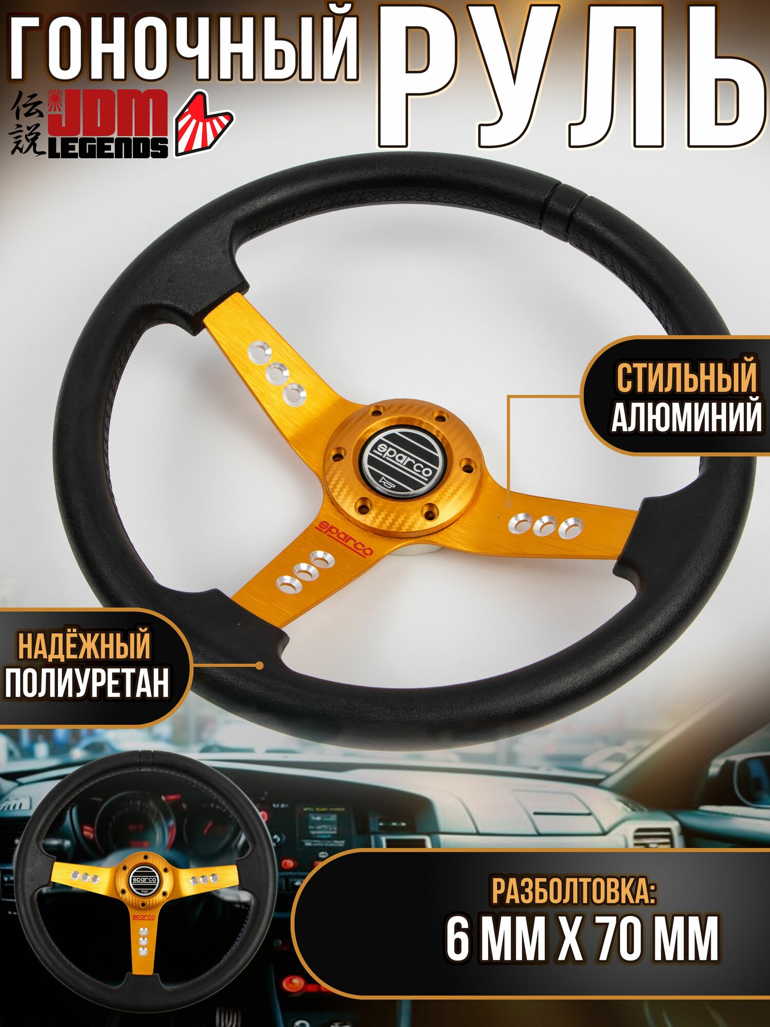 Гоночный руль Sparco Yellow
