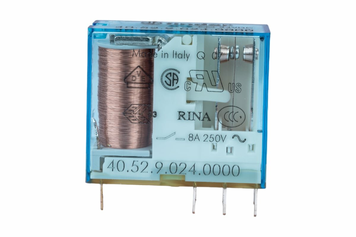 Finder миниатюрное реле 2 перекидных контакта 8A, 24 В DC, 405290240000 малогабаритное