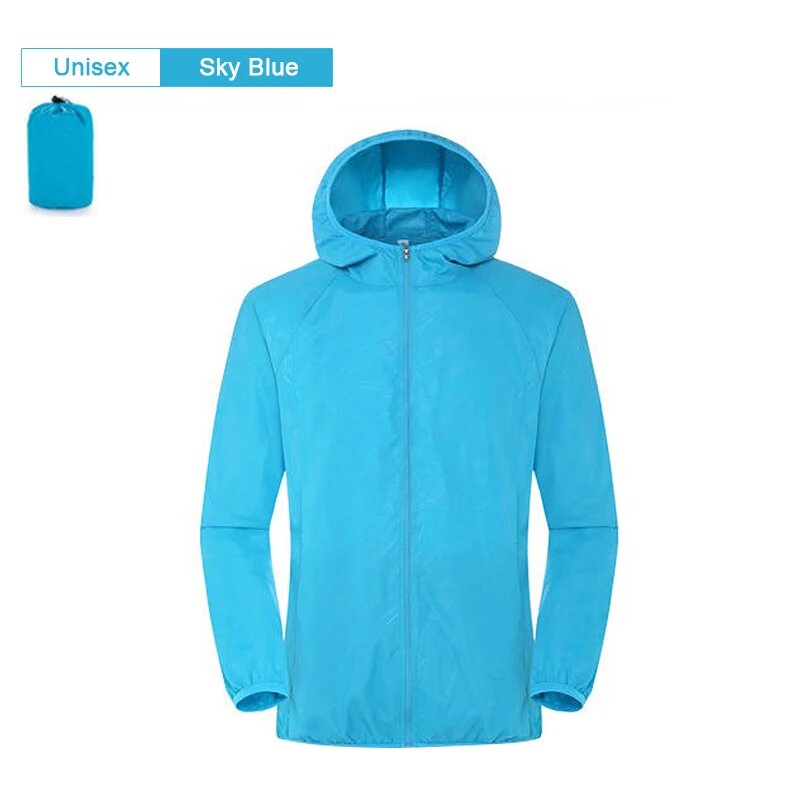 LNGXO Водонепроницаемая курточка из полиэстера для мужчин и женщин XXXL, Unisex Sky Blue