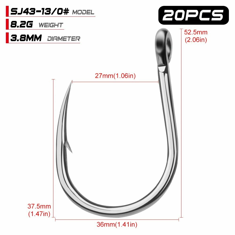 PROBEROS Рыболовные крючки SJ43-13/0# 8.2g, 20 шт, Цвет: 13