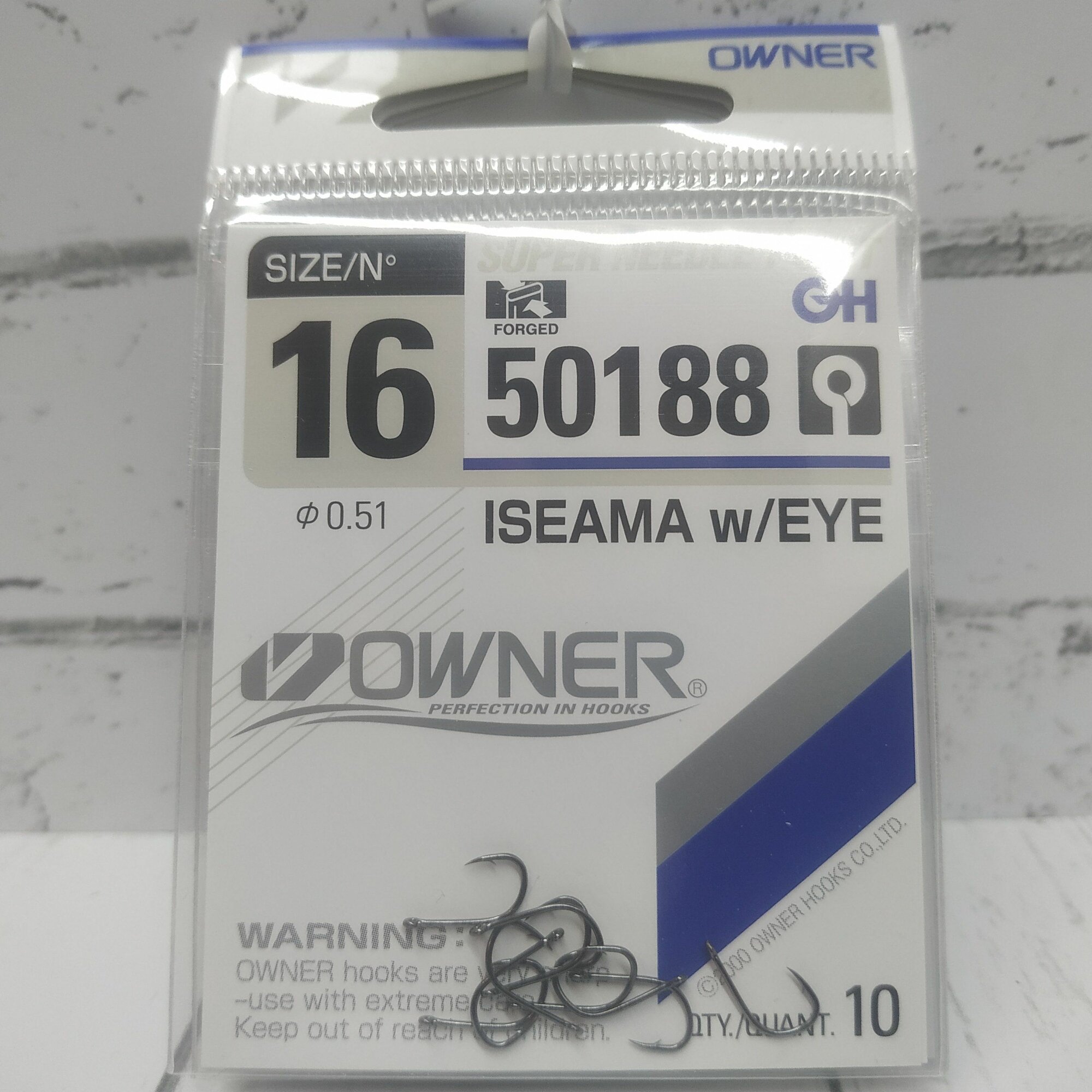 Крючки OWNER ISEAMA w/Eye 50188 ORIGINАL №16-10шт 5уп (50шт)