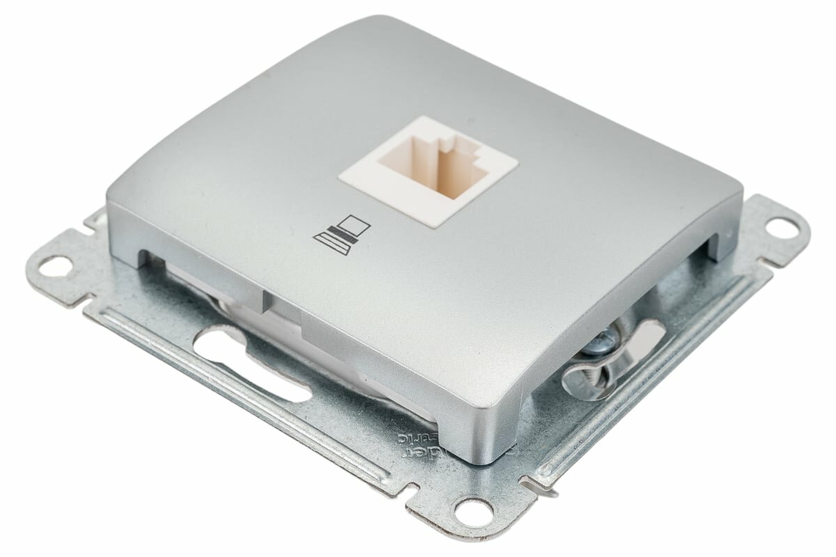 3 шт. Systeme Electric Glossa Алюминий Розетка компьютерная RJ45 кат.5E, GSL000381K
