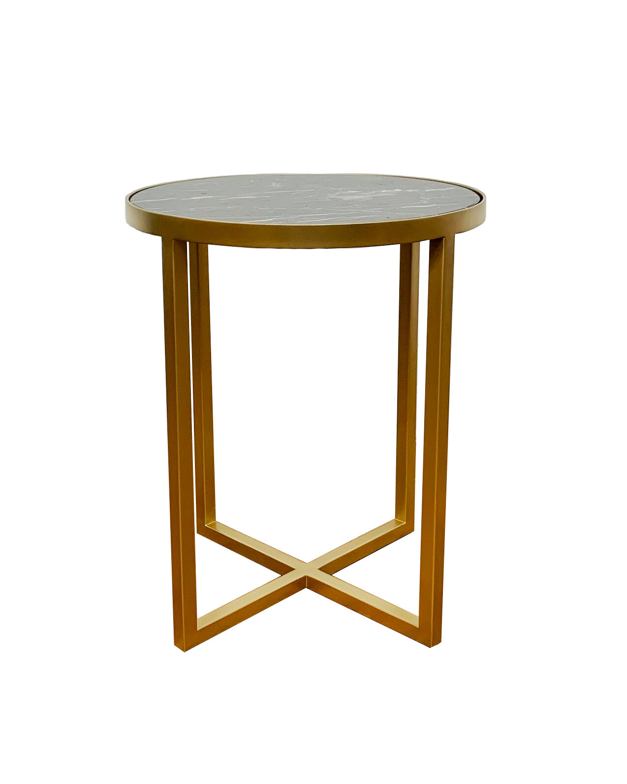 Круглый столик For Miss с золотой мраморной столешницей, 40х40х50см