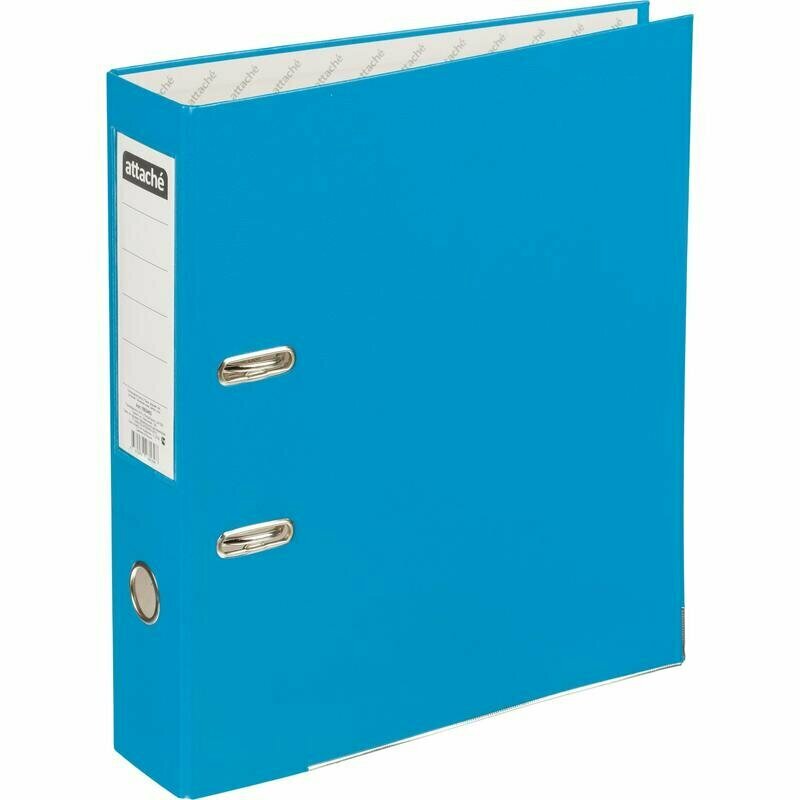 Папка-регистратор Attache 75 мм светло-синяя текстура кожа, 1683462