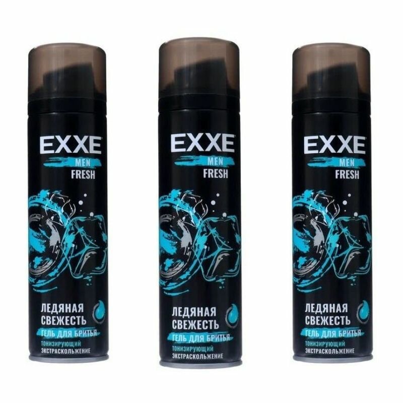 EXXE Гель для бритья, Men Fresh, мужской, Тонизирующий, 200 мл, 3 шт