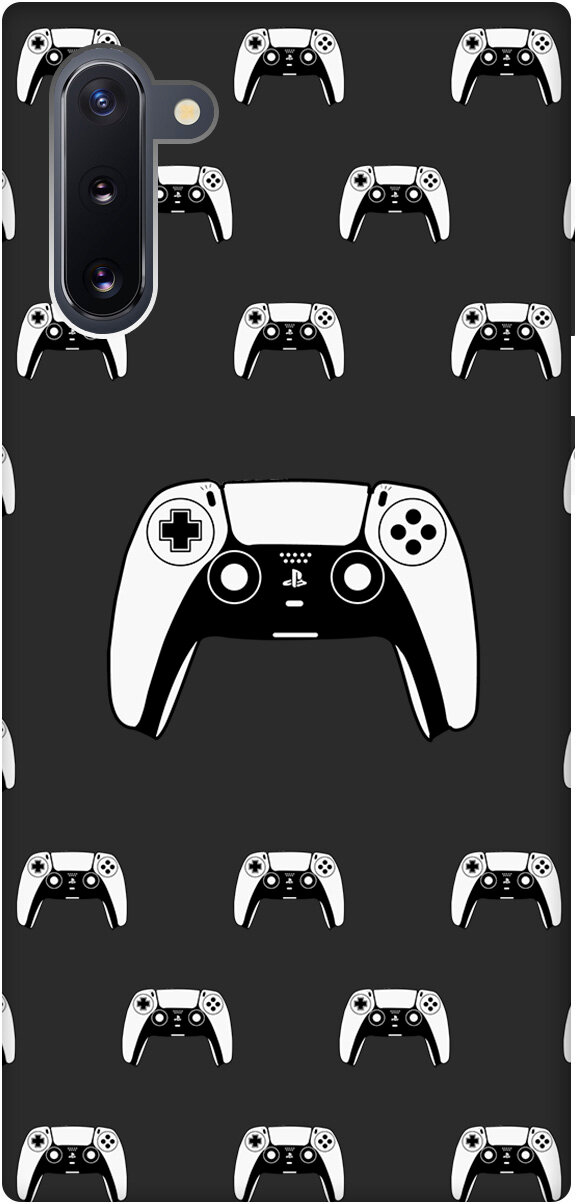 Матовый чехол Controller Pattern для Samsung Galaxy Note 10 / Самсунг Ноут 10 с 3D эффектом черный