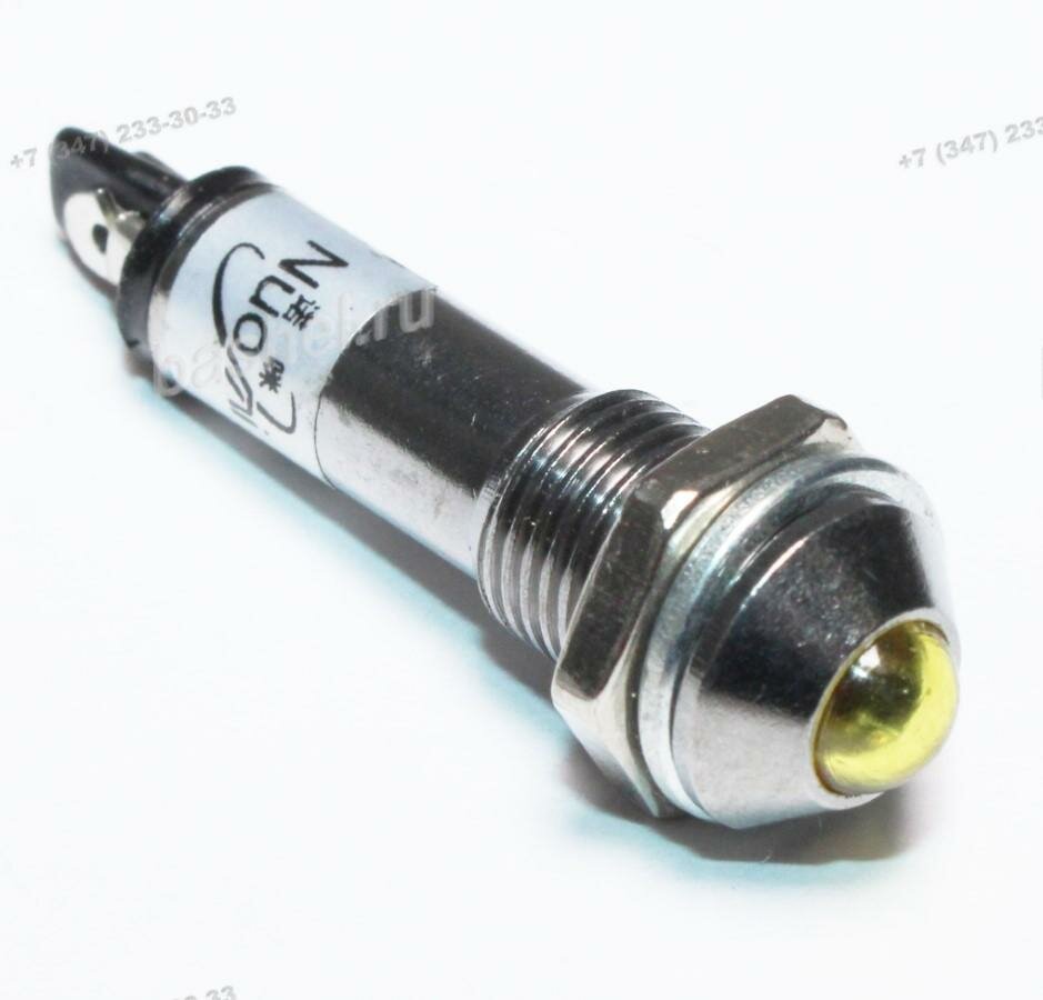 LED индикатор D-8 220V L-706 Yellow (металл. корпус)