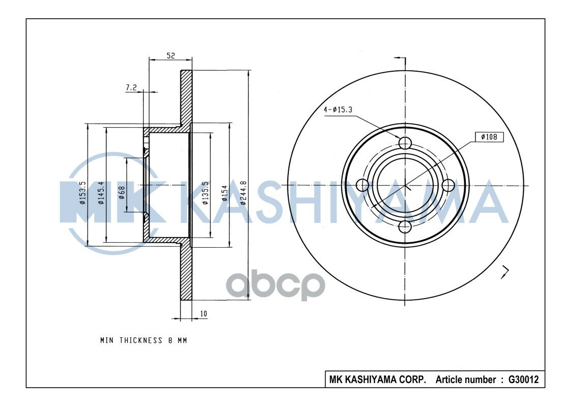Диск тормозной MK KASHIYAMA арт. G30012
