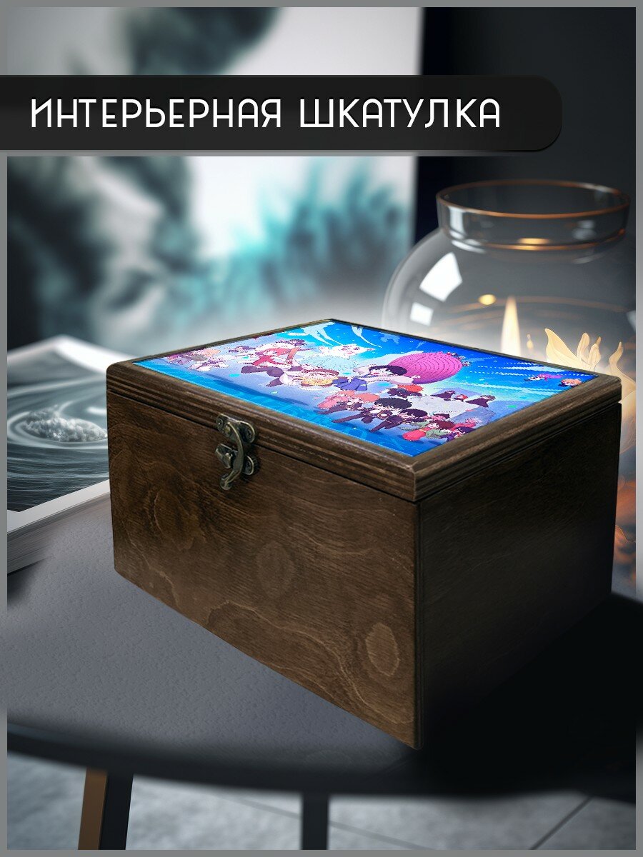 Шкатулка интерьерная для украшений универсальная 22x17x12 см Аниме Гинтама (Gintama, аниме, Гинтоки, Симпати, Садахару, Элизабет) - 809