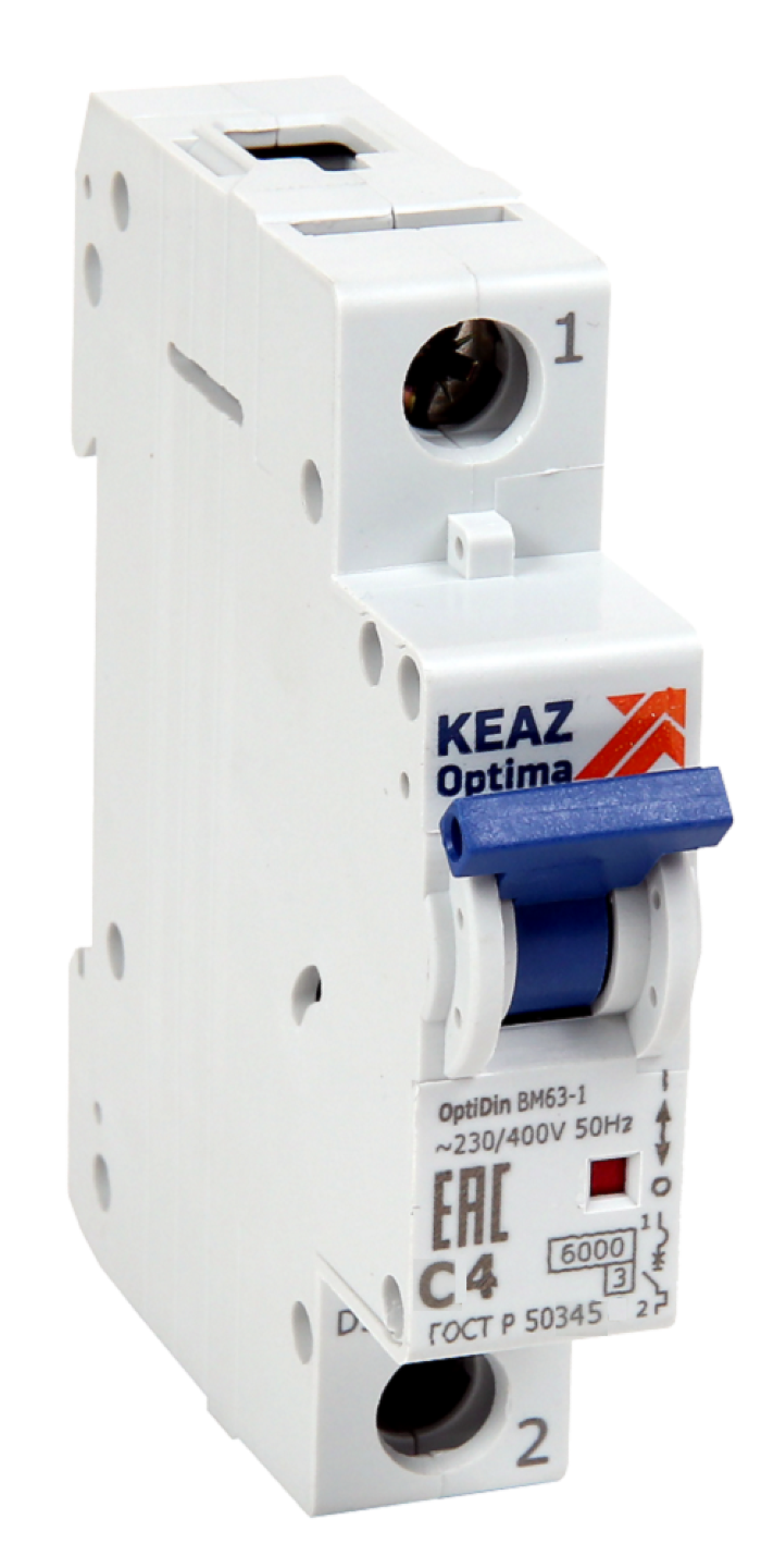 Автоматический выключатель КЭАЗ OptiDin BM63-1С32-УХЛ3, в комплекте 2 заглушки, 1P 32А характеристика C, 6кА, 260508 / электроавтомат