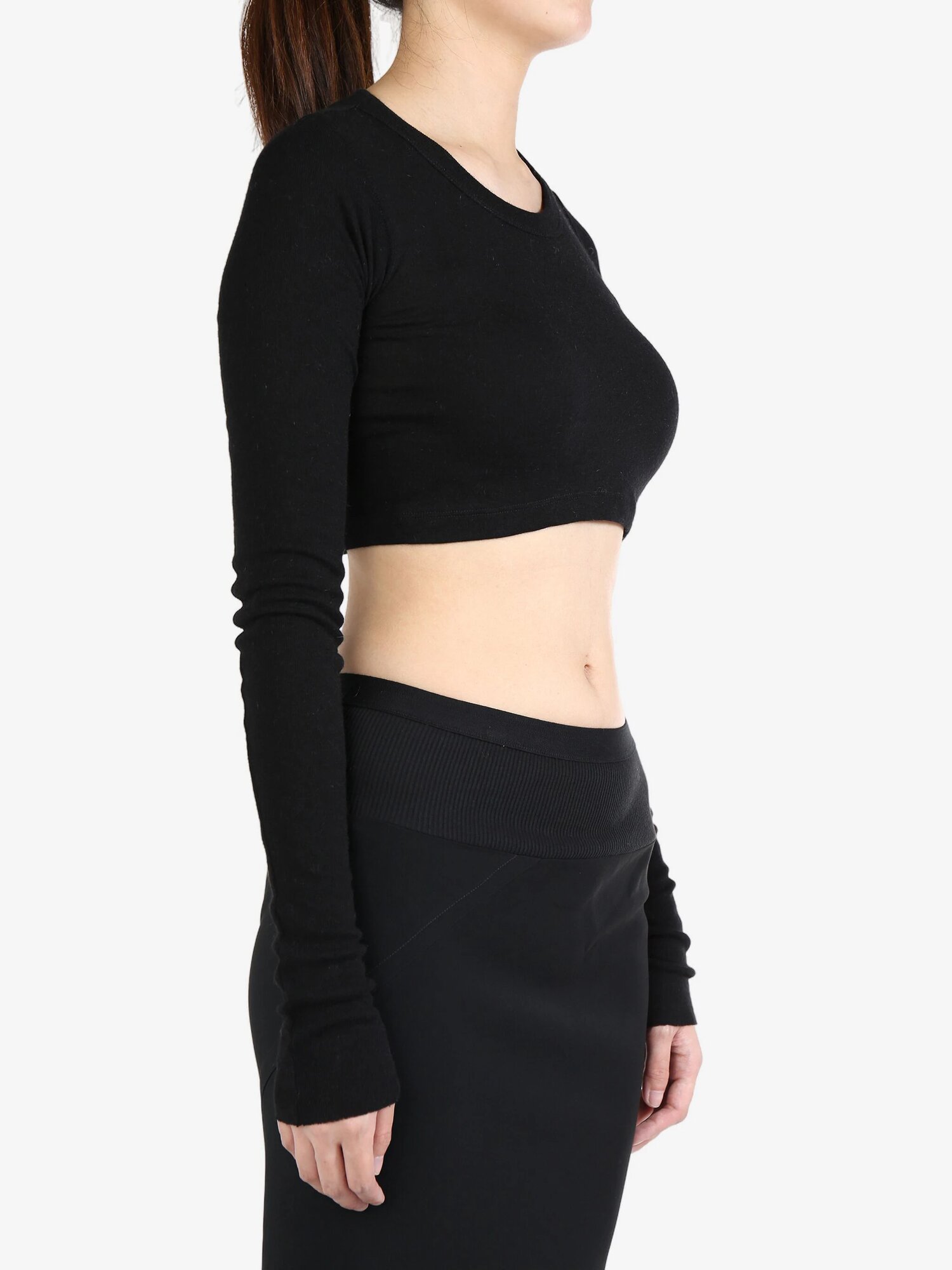 Футболка Rick Owens Cropped t-shirt, размер 42, black/black — фото 1