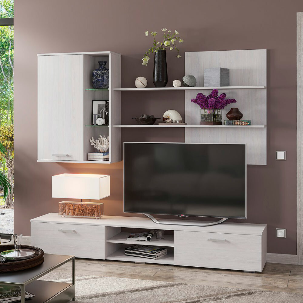 Гостиная стенка под телевизор Ингрид (2000х2200х402 мм) анкор/анкор