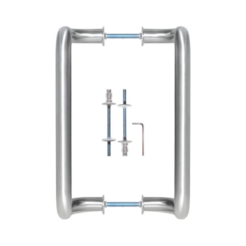 Дверная ручка скоба Doorlock изогнутая DL PHS03/25/350 SS материал нержавеющая сталь, двухсторонний комплект, диаметр 25 мм, межосевое расстояние 350 мм 73650