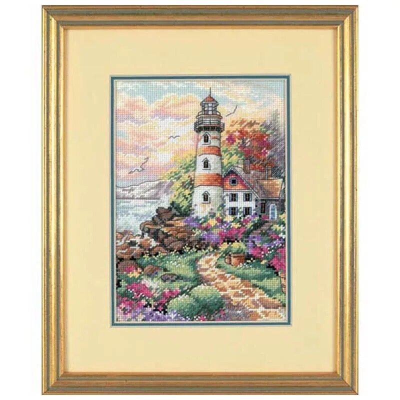 Набор для вышивания крестом "Маяк, пляжный домик", 16CT unprint canvas