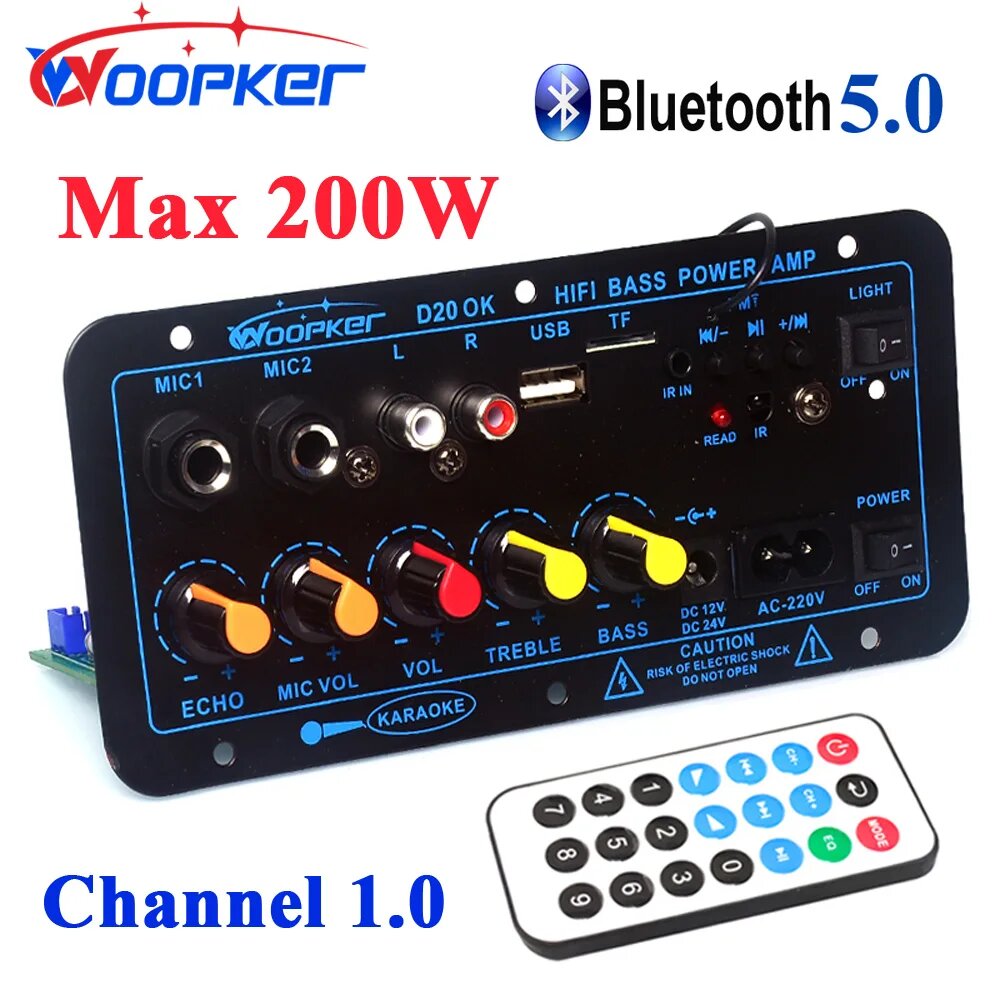 Woopker Усилитель 60-200 Вт Bluetooth, EU Plug