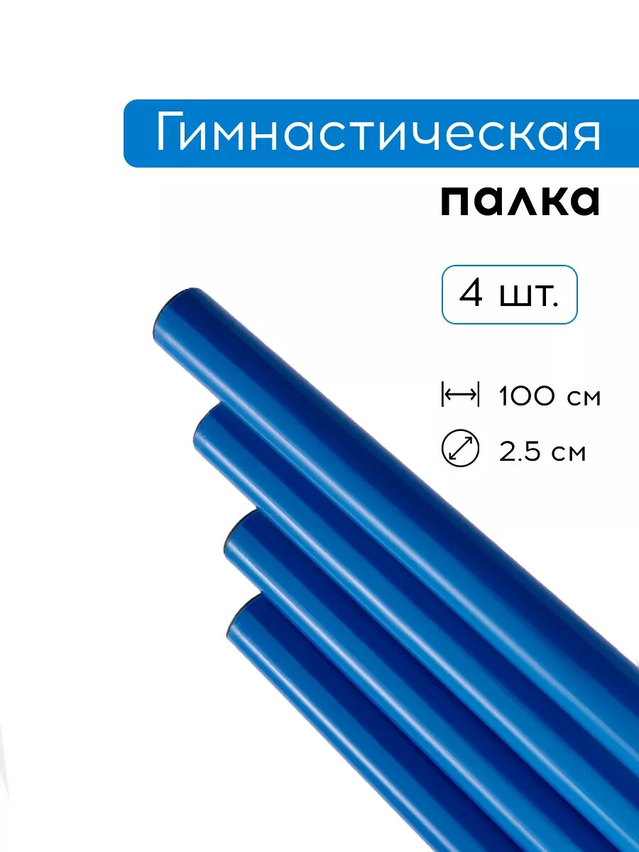 Гимнастическая палка FN Plastic Stick, 100 см, 4 шт, синий цвет