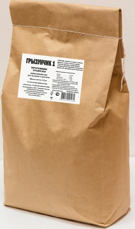 Зоомир Корм-лакомство "Грызунчик 1" хрустящие гранулы 1,5кг 1.5 кг