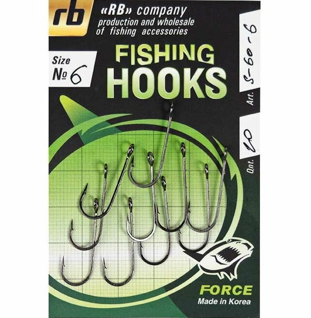 Крючки рыболовные Force S-60 №6 (10шт)