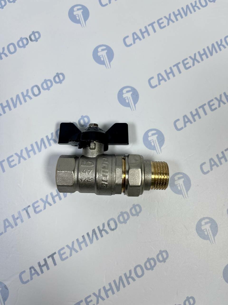 Кран шаровый с американкой 1/2" ВН LD Pride, бабочка черная LD 47.306.15