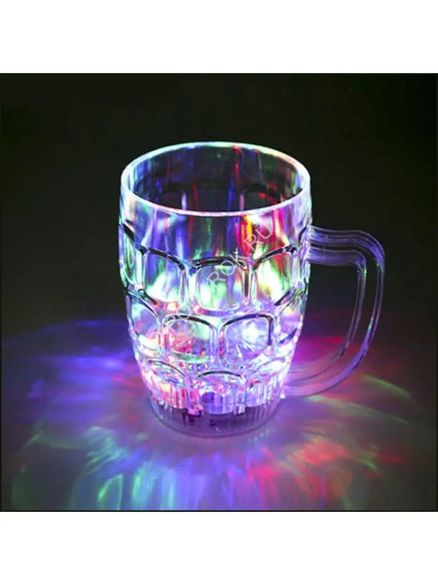 Кружка СмехТорг, пластик, для холодных напитков, с LED подсветкой, прозрачная, 12см