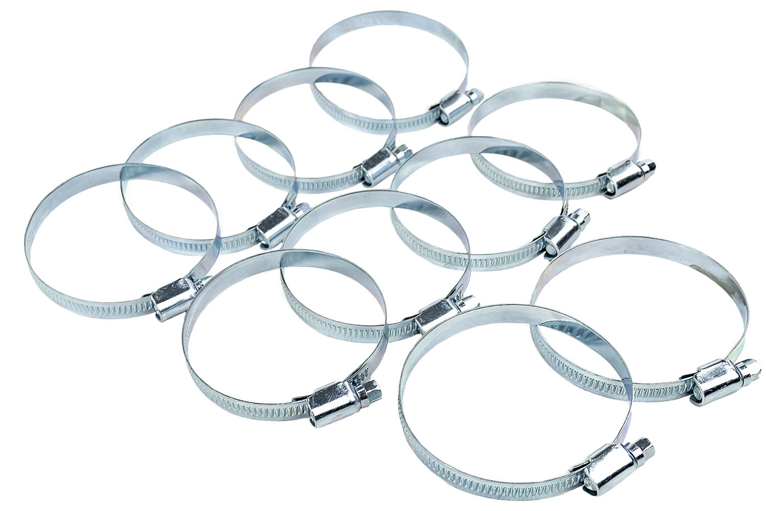 Комплект из десяти червячных (винтовых) хомутов 50-70 мм