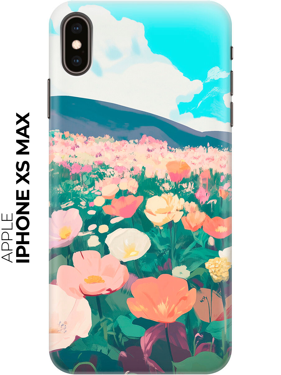Силиконовый чехол на Apple iPhone XS Max с принтом "Поле цветов"