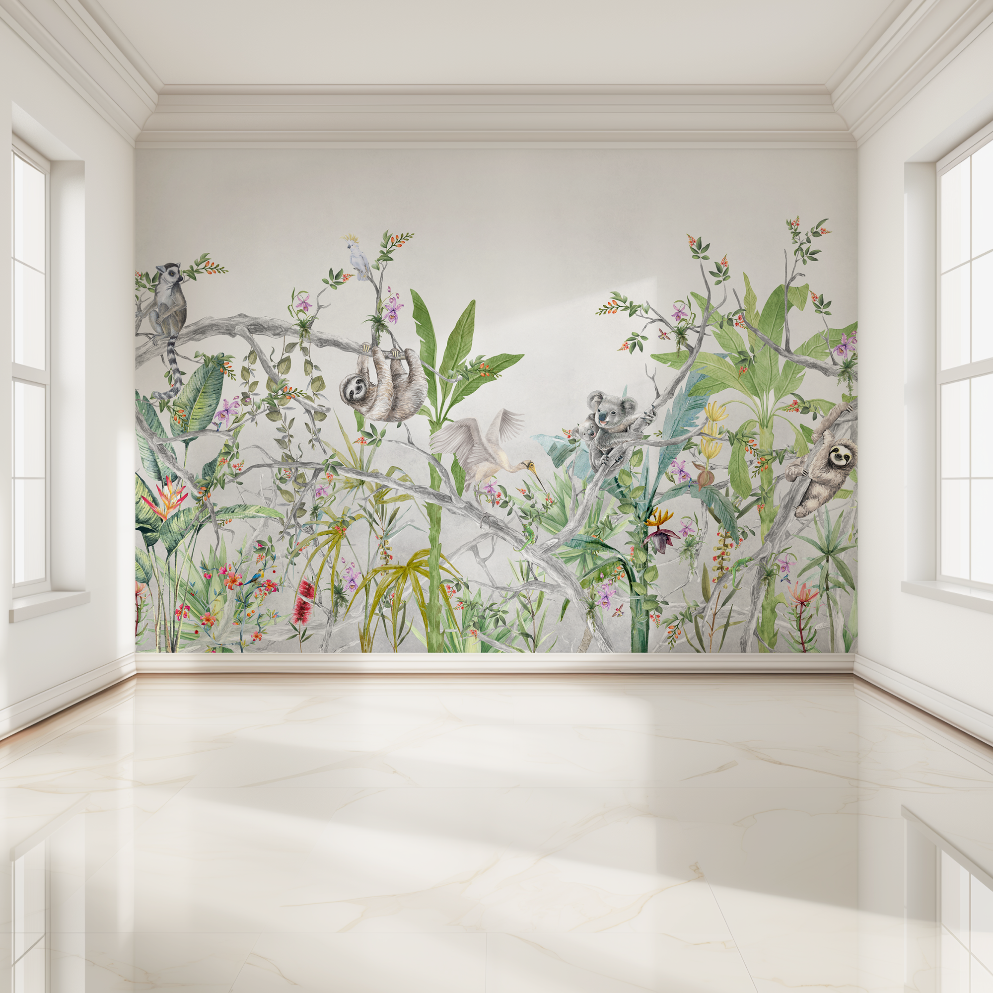 Фотообои 3д на стену "Джунгли", флизелиновые 400х270 см на кухню, спальню, зал, в детскую