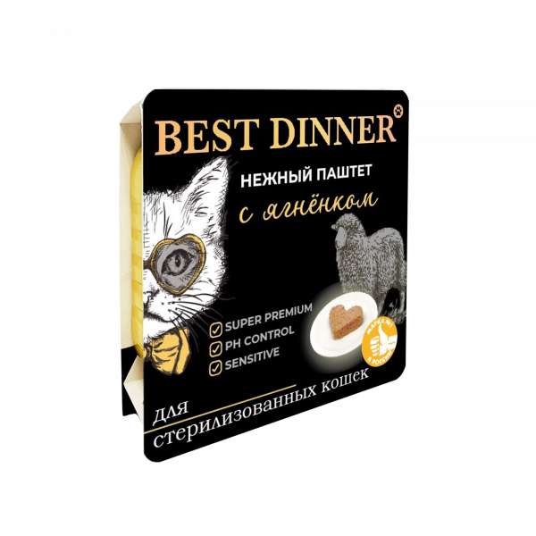 Best Dinner Консервы для стерилизованных кошек в виде паштета с Ягненком 100 гр x 6 шт.
