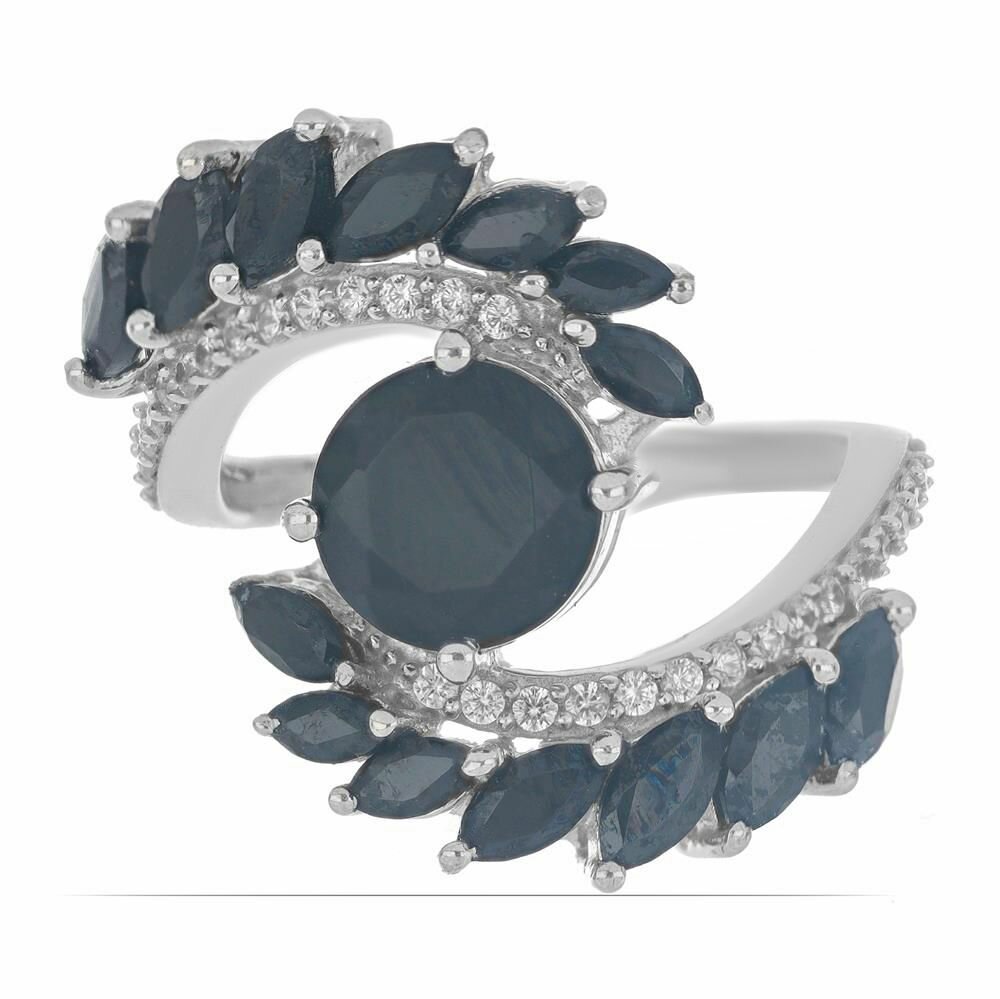 Кольцо, серебро, 925 проба, родирование, циркон, шпинель