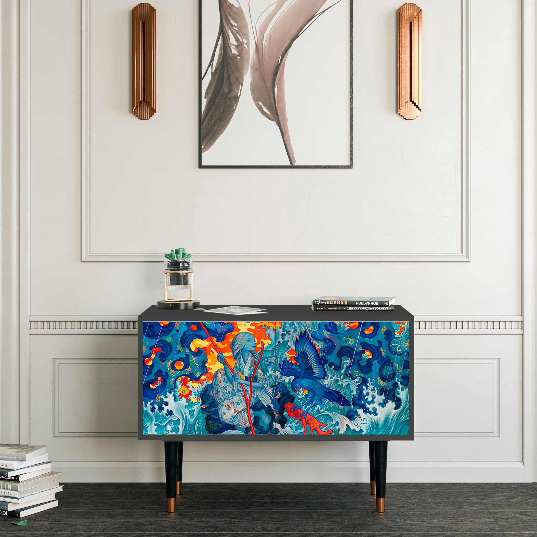 Комод - STORYZ - S1 The Girl - James Jean, Размер - 94 x 69 x 48 см, Цвет корпуса - , Антрацит