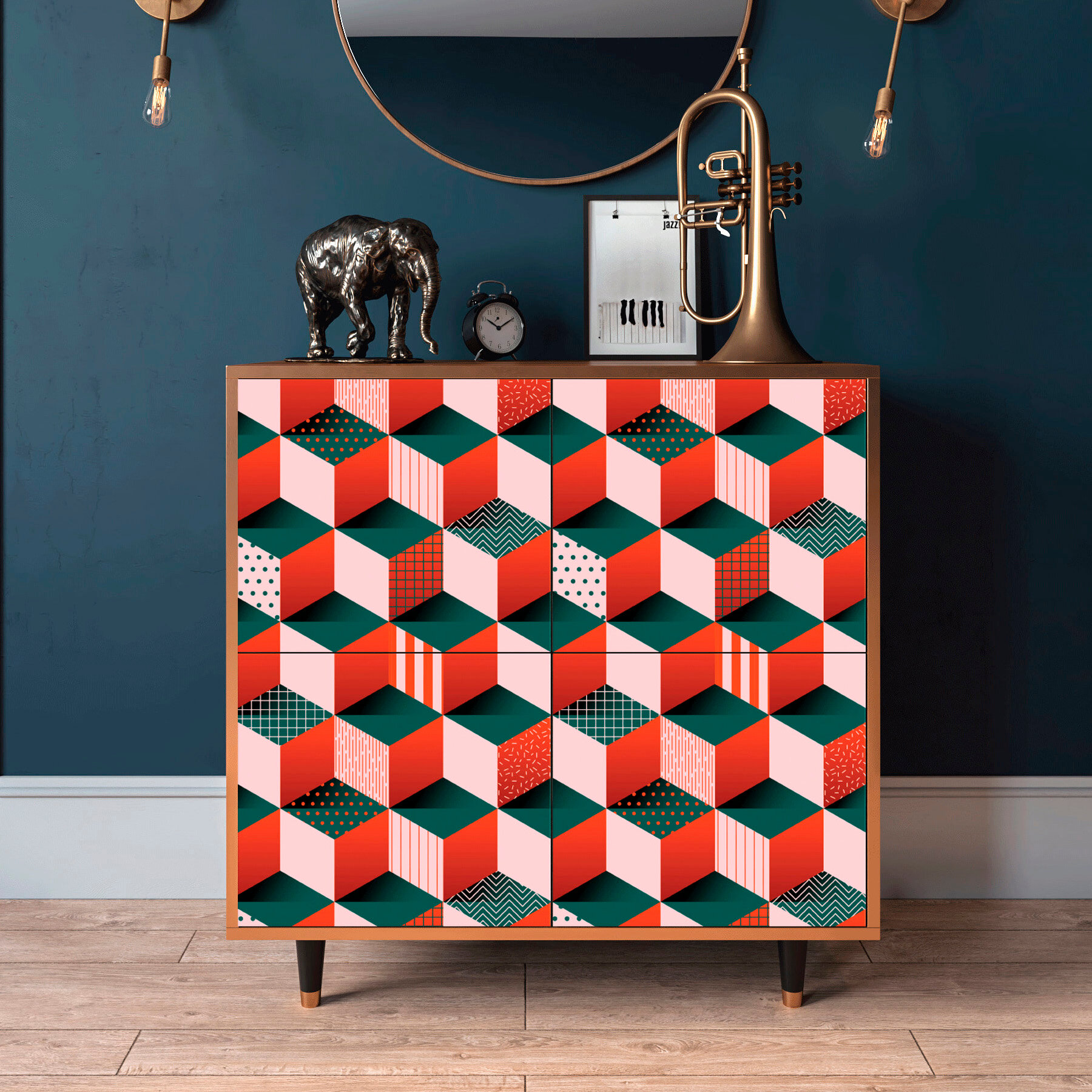 Комод - STORYZ - BS3 Pepsi-Cola, Размер - 94 x 96 x 48 см, Цвет корпуса - Орех