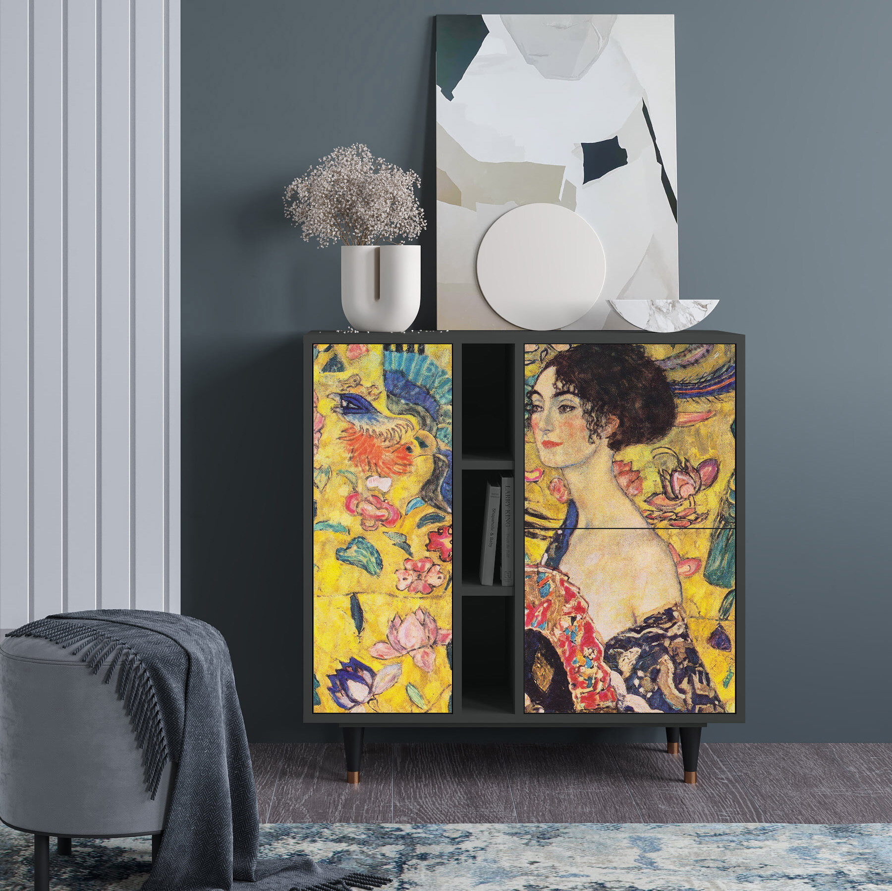 Комод - STORYZ - BS5 Lady with Fan by Gustav Klimt, Размер - 94 x 96 x 41 см, Цвет корпуса - , Антрацит