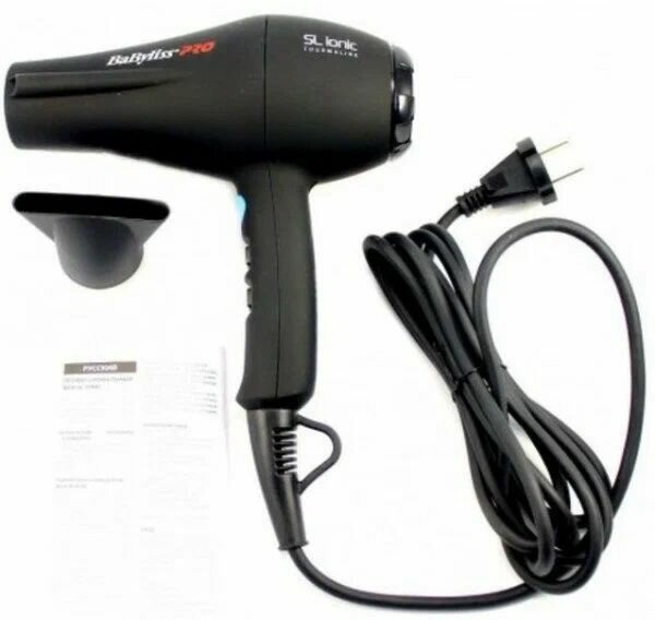 Фен для волос профессиональный BaByliss PRO Tourmaline SL Ionic BAB5586E, мощность 1900 Вт, ионизация и турмалиновое покрытие, ультралегкий 420г, 6 режимов и холодный обдув, подарок — фото 1