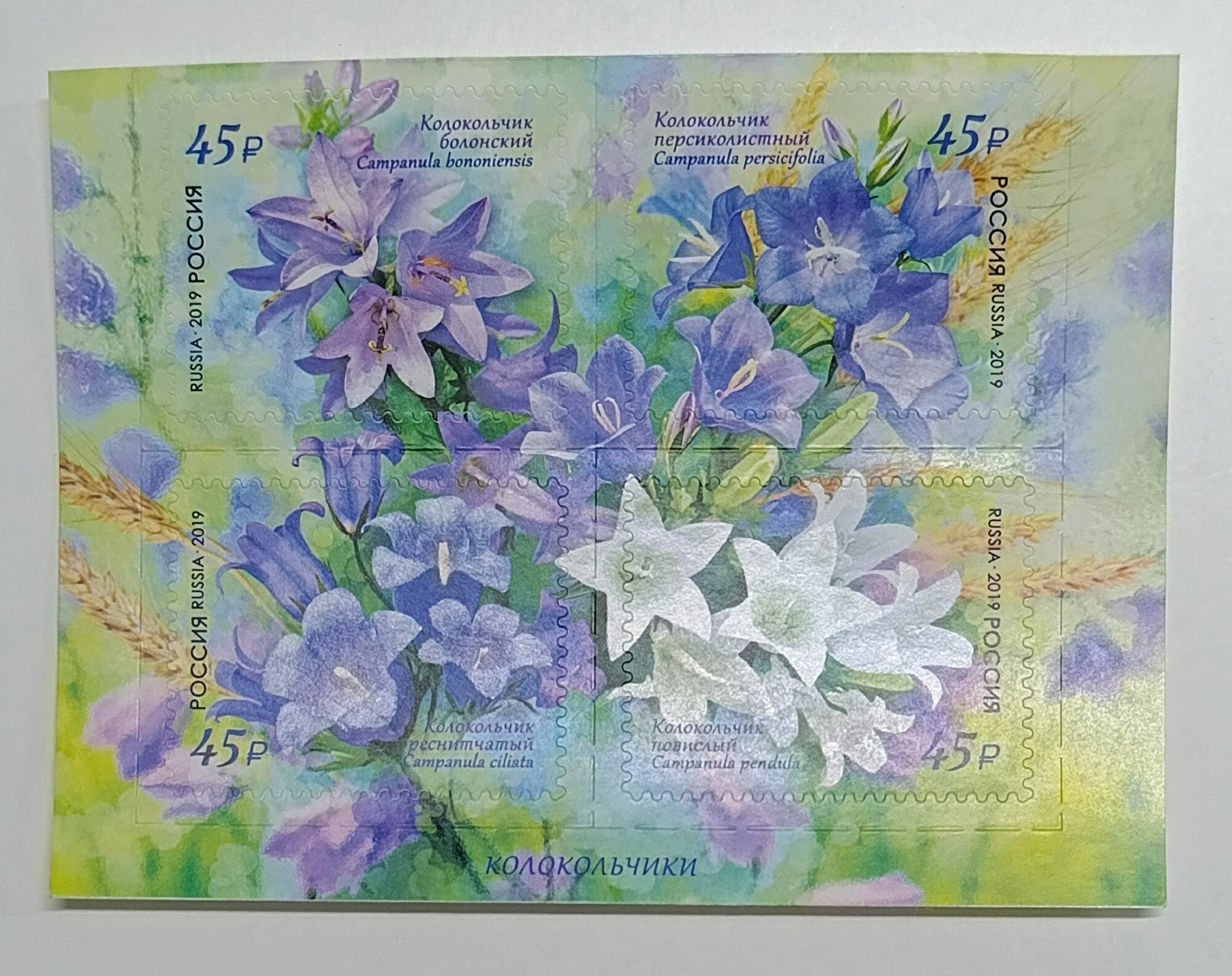 Россия блок марок "Колокольчики" 2019 года