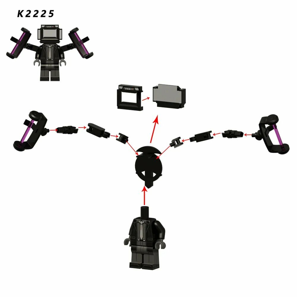 Аниме фигурок минифигурки, Скибиди туалет(Skibidi Toilet) big TV People monitor female LEGOe MCK2225