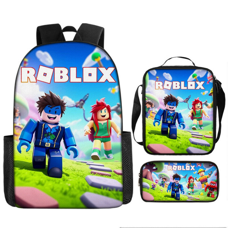 Сумка школьная трех частей / Roblox /с чехлом для карандашей и сумка мессенджер