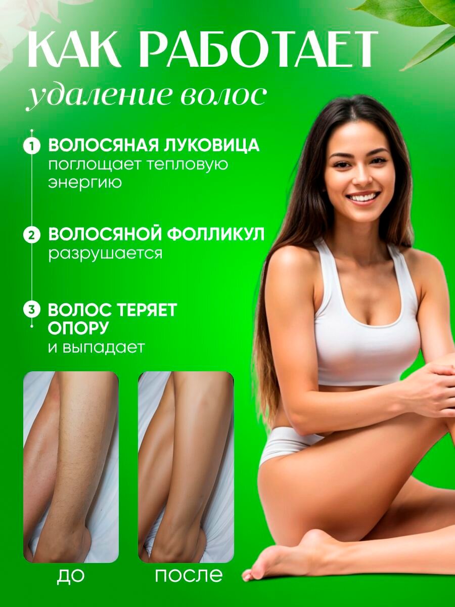 Фотоэпилятор, портативный, белый, с дисплеем, для всего тела — фото 1