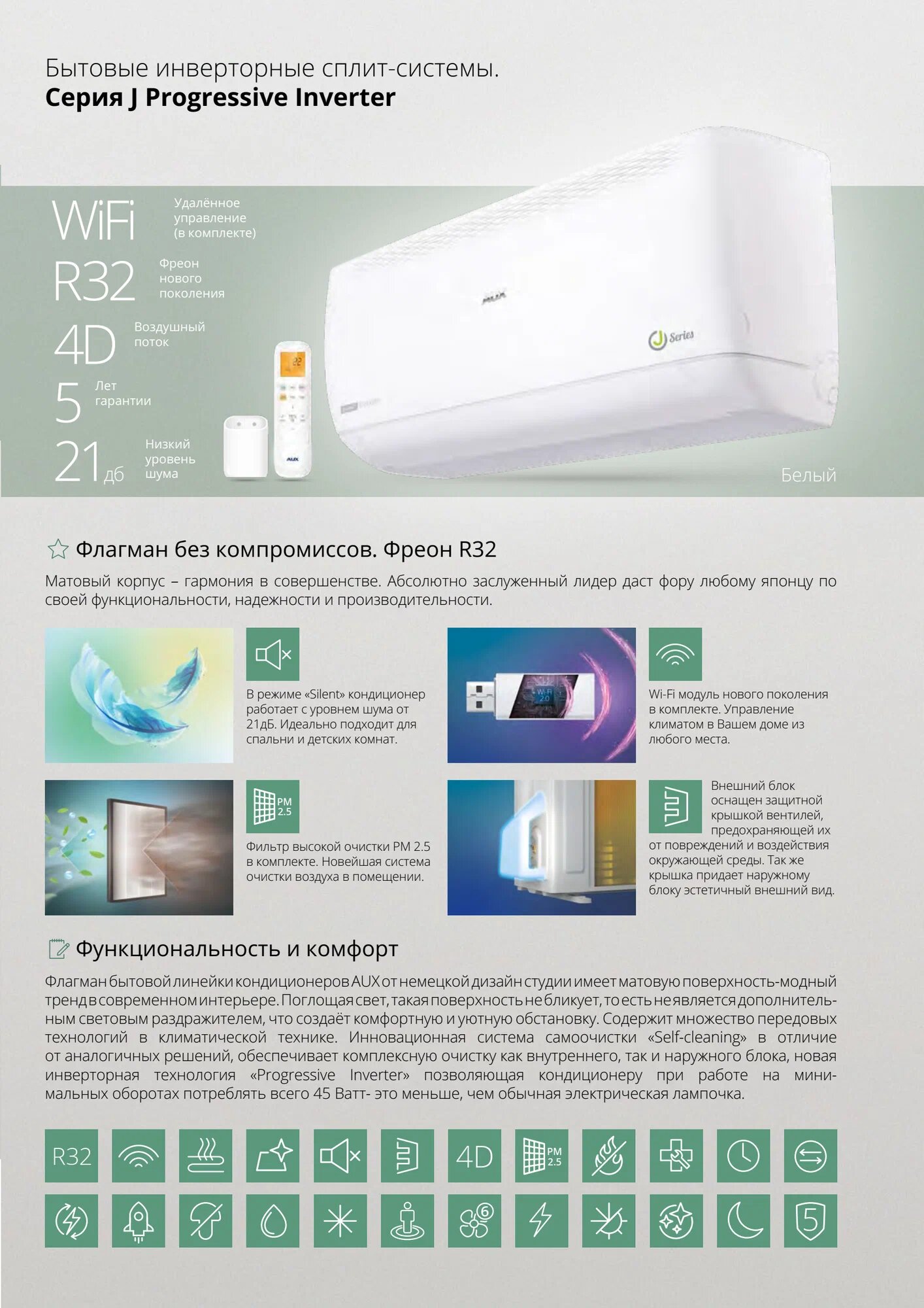 Сплит-система AUX ASW-H09A4/JD-R2DI и AS-H09A4/JD-R2DI (V1) Progressive series Inverter