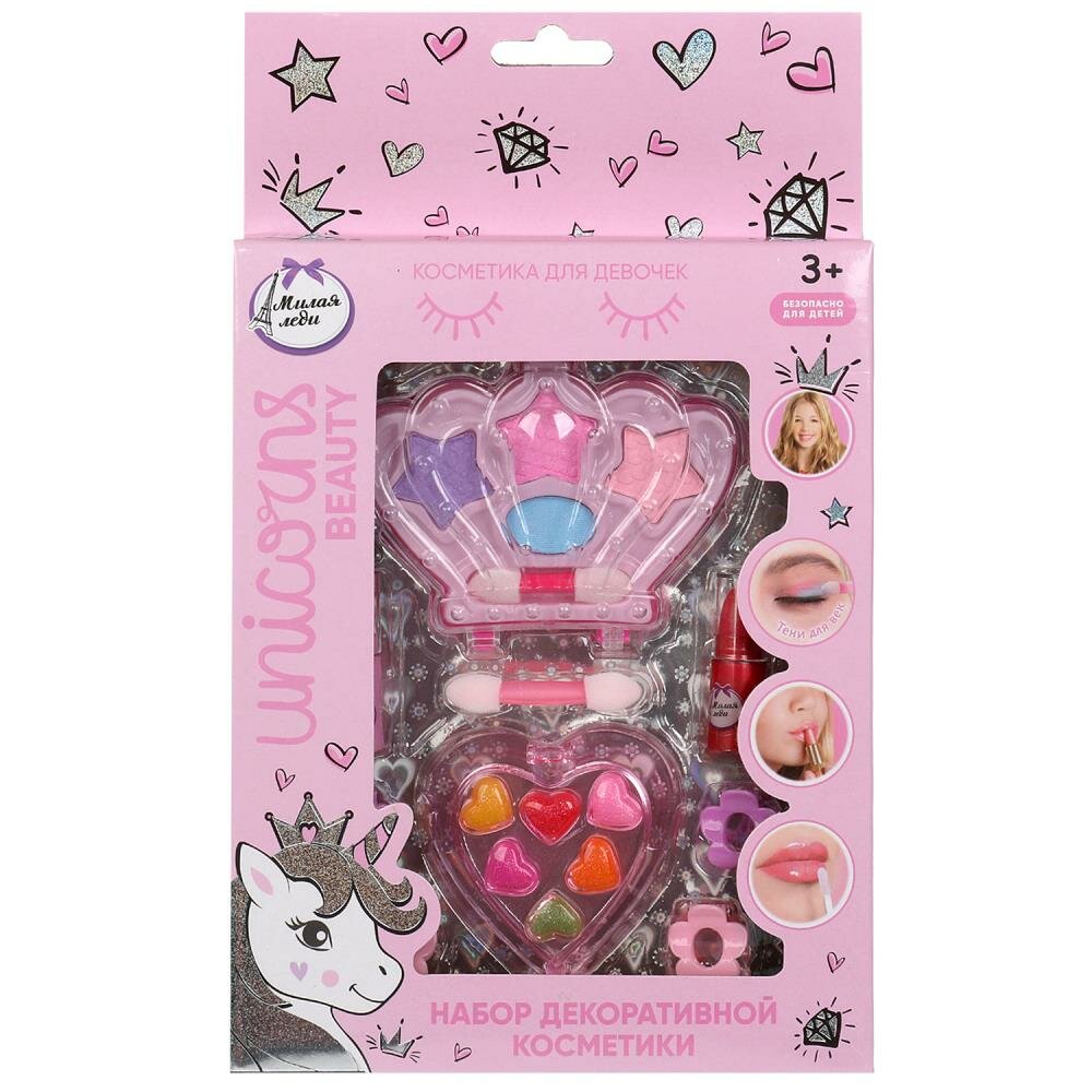 Косметика для девочек тени для век, помада, блеск для губ Милая Леди 20678B2-UNI-ML