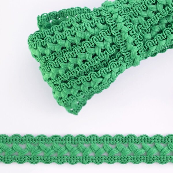 Тесьма вязаная отделочная 17мм*10 м цв. зелёный С818