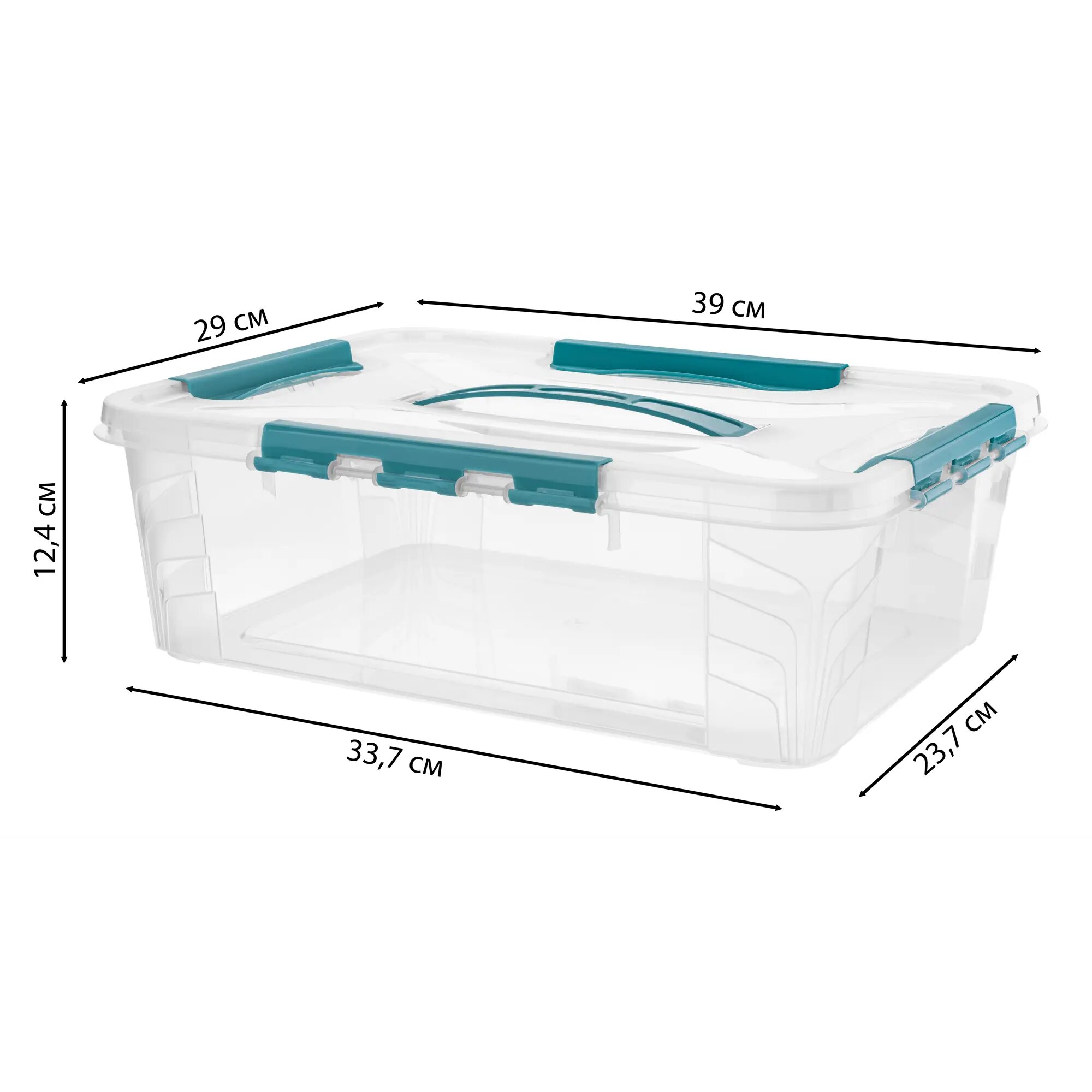 Grand Box прозрачный пластиковый ящик с крышкой 39x12.4x29 см 10 л для бытового хранения