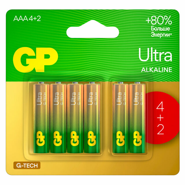 Батарейка GP Batteries Ultra G TECH 1,5 В LR03 AAA 6шт